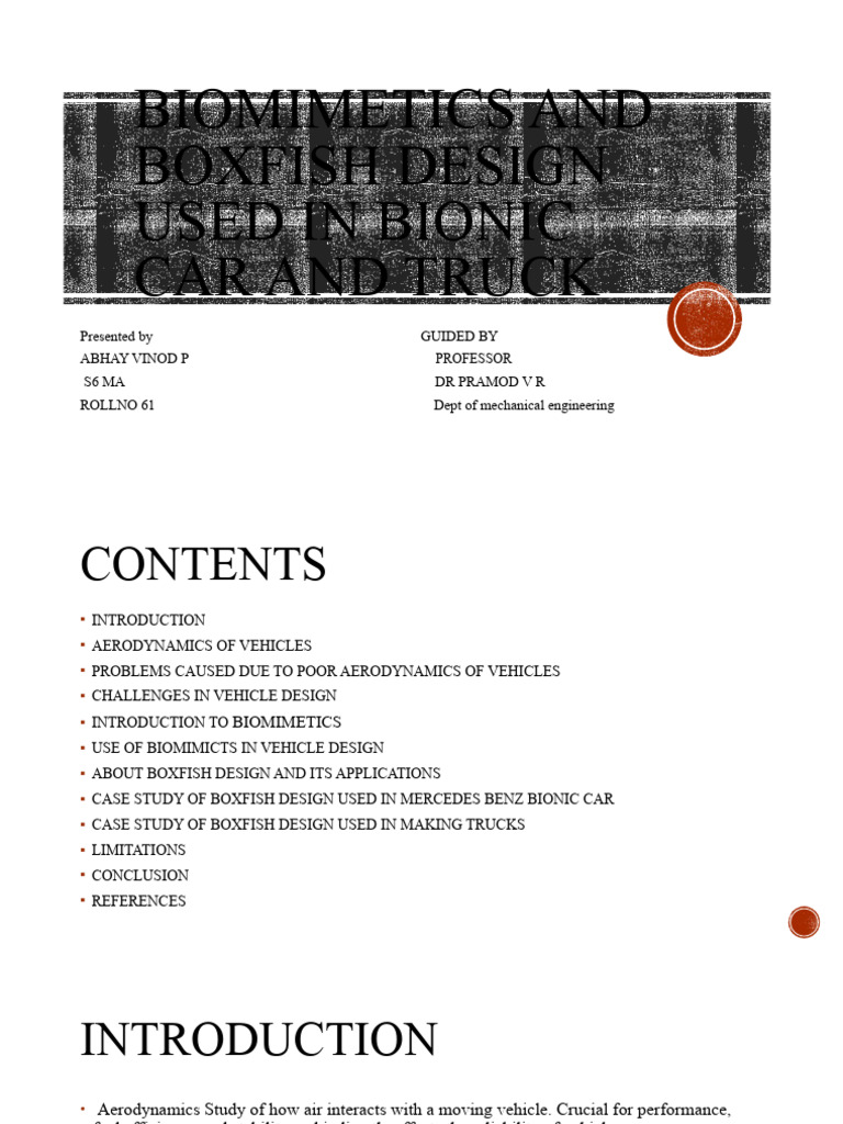 Biomimetics and Boxfish Design Used in Bionic Car Final 2 | PDF | Drag ...