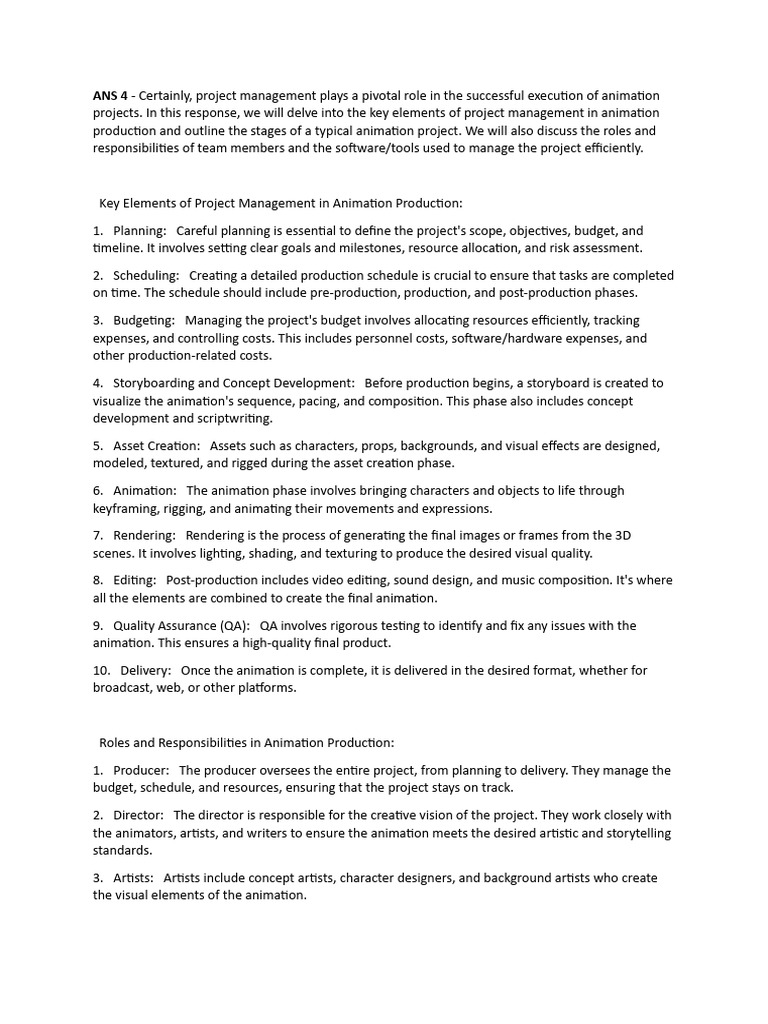 Answer 4 | PDF | 3 D Computer Graphics | Project Management