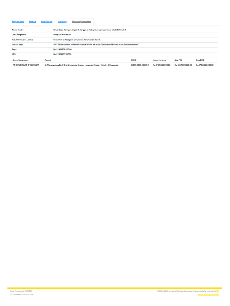 Lpse Kementerian Pekerjaan Umum Dan Perumahan Rakyat Informasi Tender