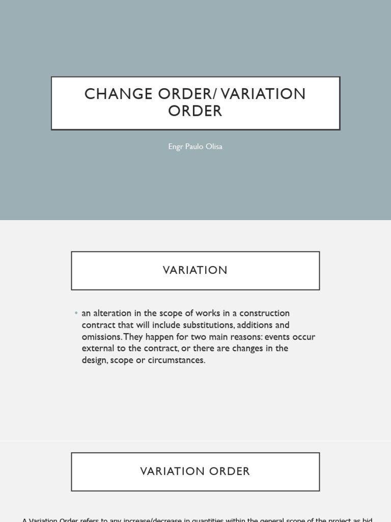 Variation Order | PDF | Procurement | Consultant