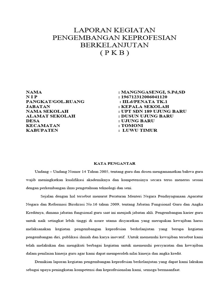 LAPORAN - PENGEMBANGAN - KEPROFESIAN - BERKELANJUTAN Bu Mira | PDF | Karier & Perkembangan