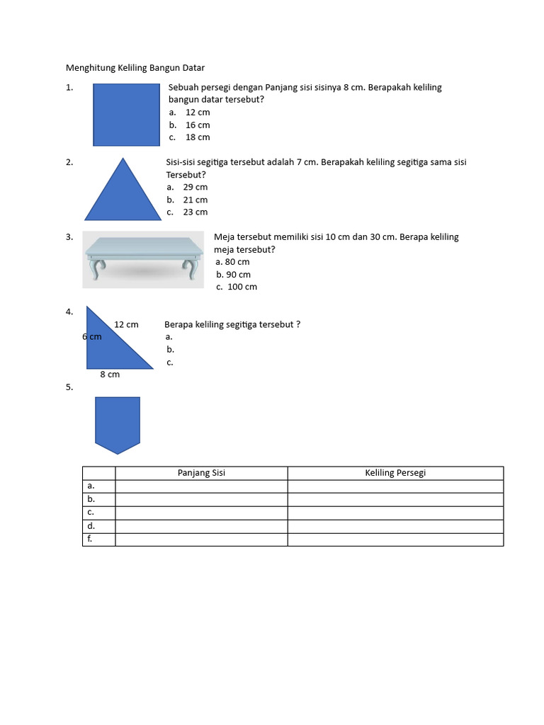 Menghitung Keliling Bangun Datar | PDF