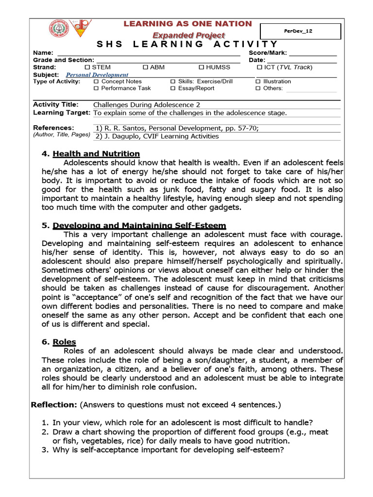 PerDev LAS 12 Challenges During Adolescence 2 | PDF | Adolescence ...
