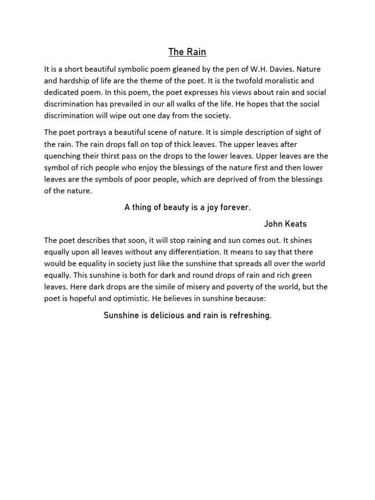 The Rain | PDF