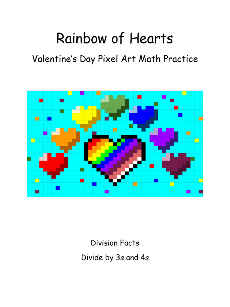 Rainbow of Hearts: Valentine's Day Pixel Art Math Practice | PDF | Business