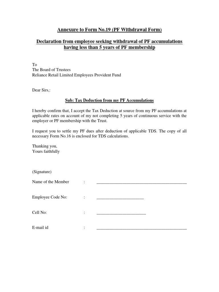 Tax Declaration - Form 19 As On 25092008 | PDF | Career & Growth | Business