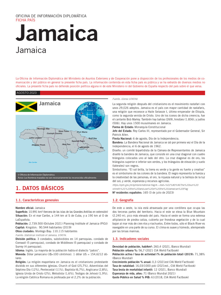 Jamaica Ficha Pais | PDF | Jamaica | España