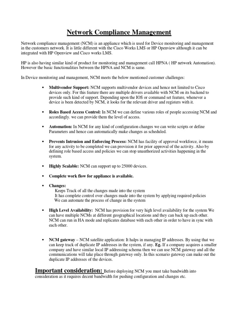Network Compliance Management | PDF | Gateway (Telecommunications ...