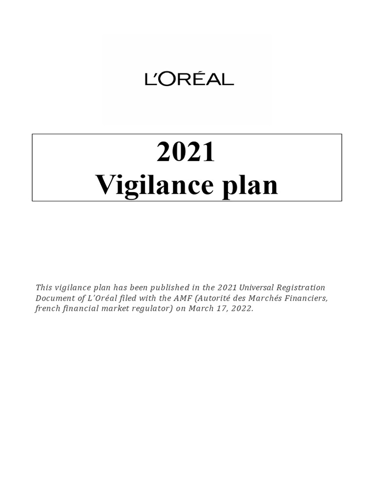 LOREAL - DEU - 2021 - UK - Plan de Vigilance - 0 | PDF | Risk | Supply ...