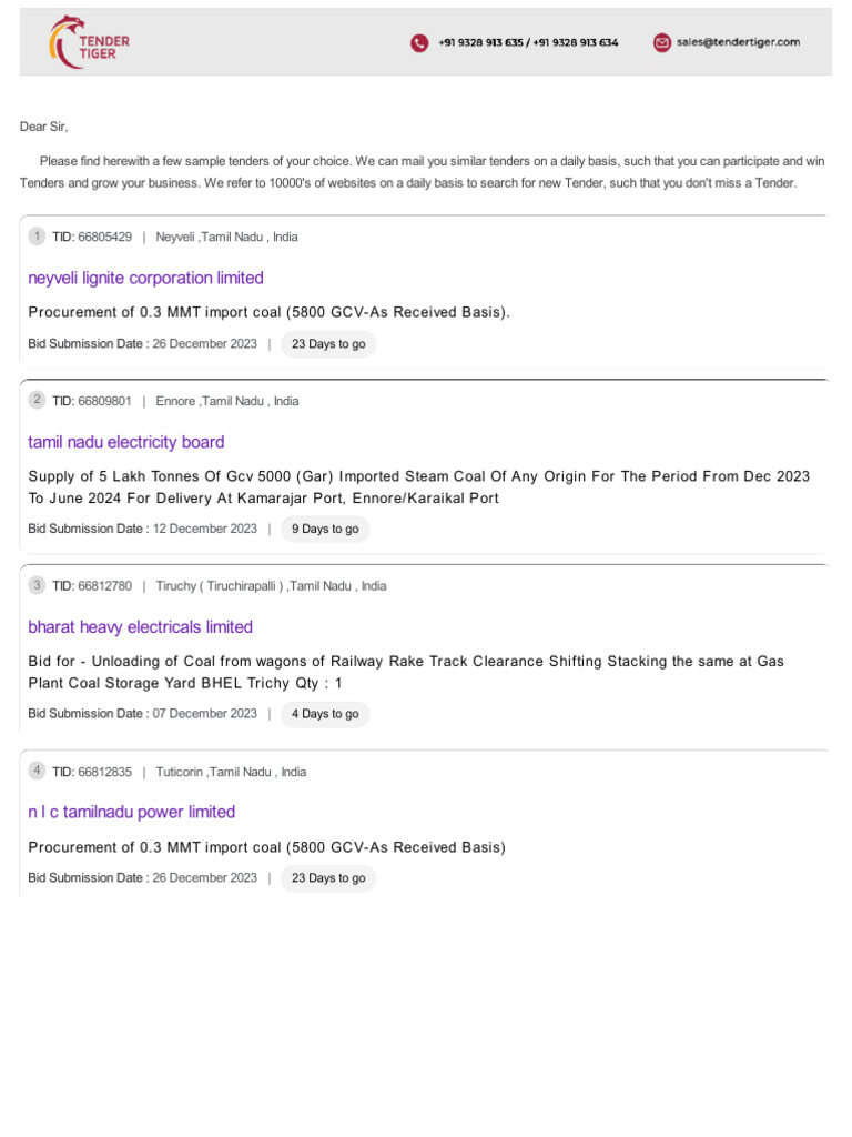 Tiger Coal 1 | PDF | Application Software | Auction