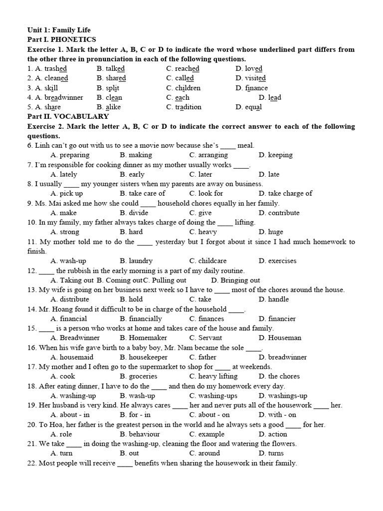 Review Unit 1 - Family Life | PDF | Rail Transport | Transport