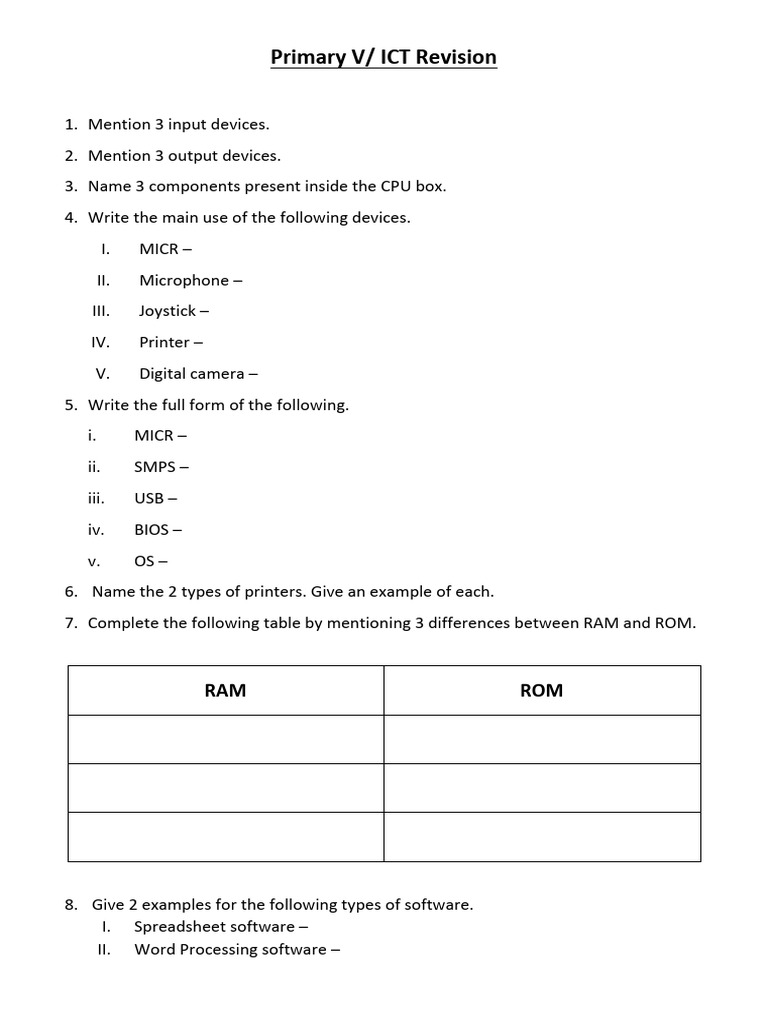 Primary 5 ICT Revision | PDF