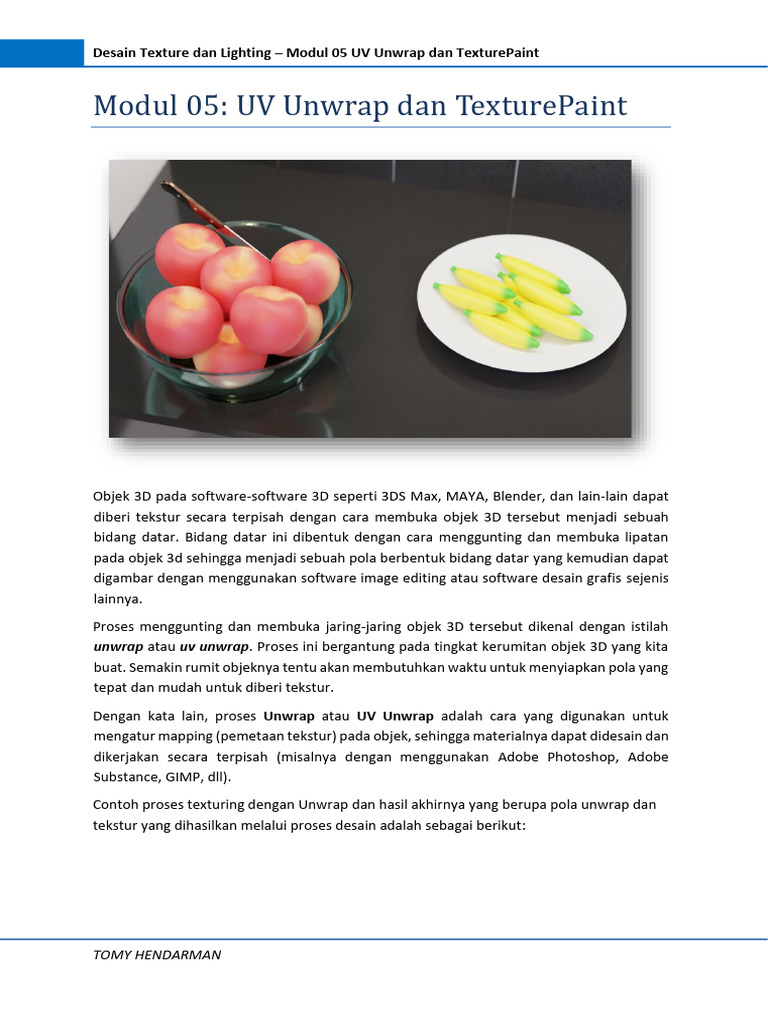63DTL Blender Modul 05 - UV Unwrap Dan TexturePaint (Blender) | PDF | Komputer