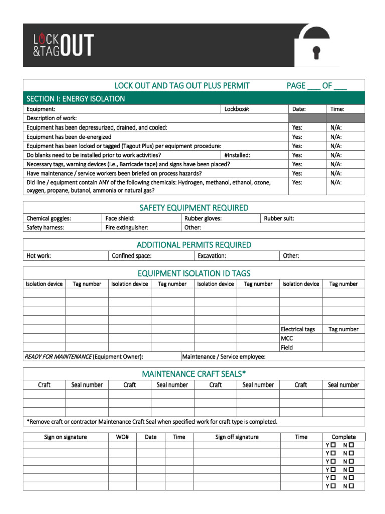 Lockout Permit Form - 1 | PDF | Safety | Materials