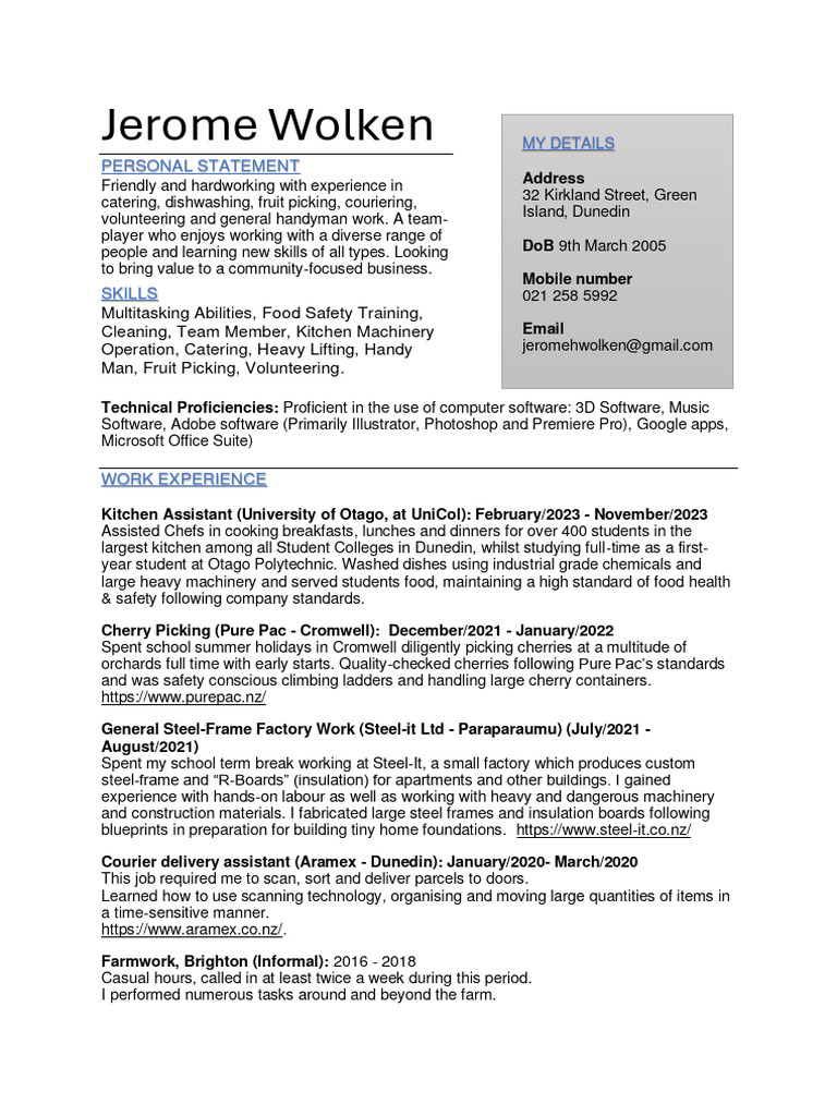 Jerome Wolken Resume | PDF