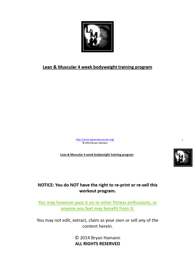 4 Week Bodyweight | PDF | Strength Training | Physical Fitness