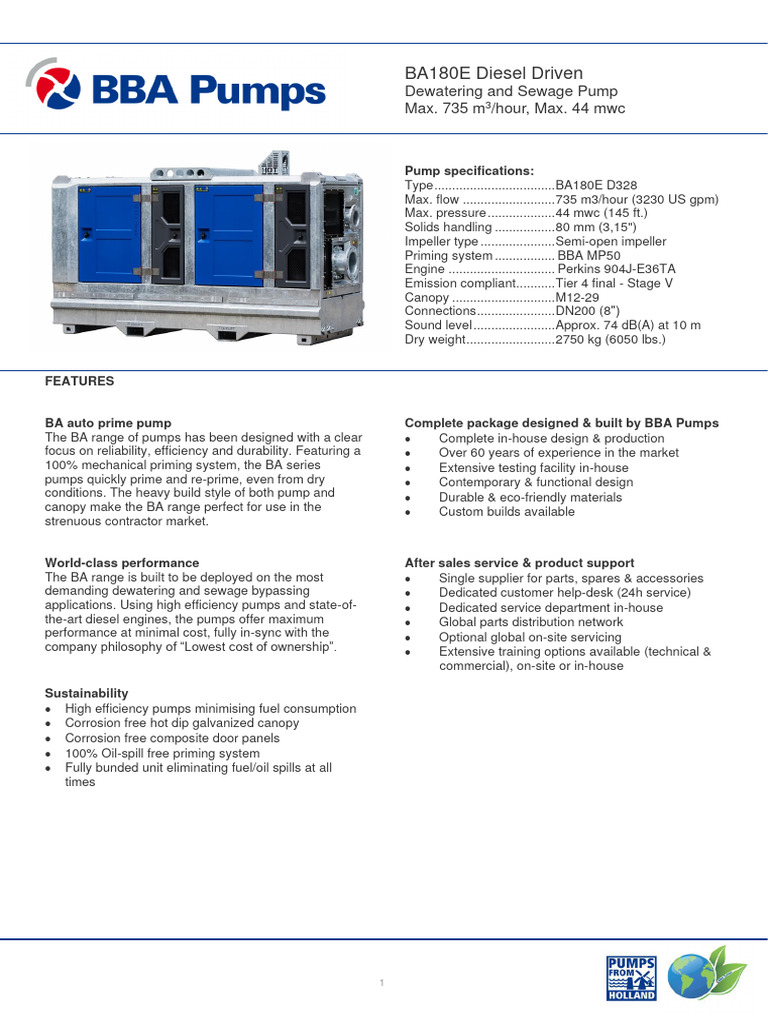 BA180E D328 Diesel Driven - Data Sheet BA180E D328 - en | PDF | Pump ...