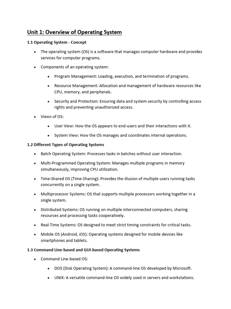 Unit 1 | PDF | Operating System | Graphical User Interfaces