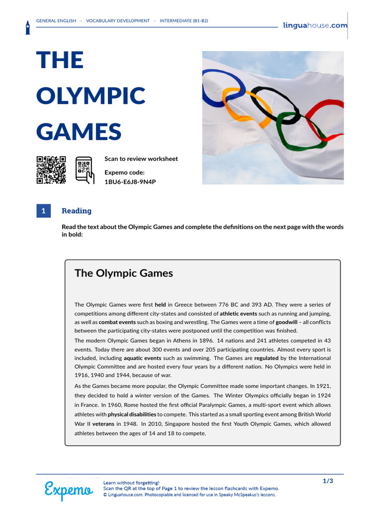 Olympic Games Overview for Students | PDF | Track And Field | Olympic Games