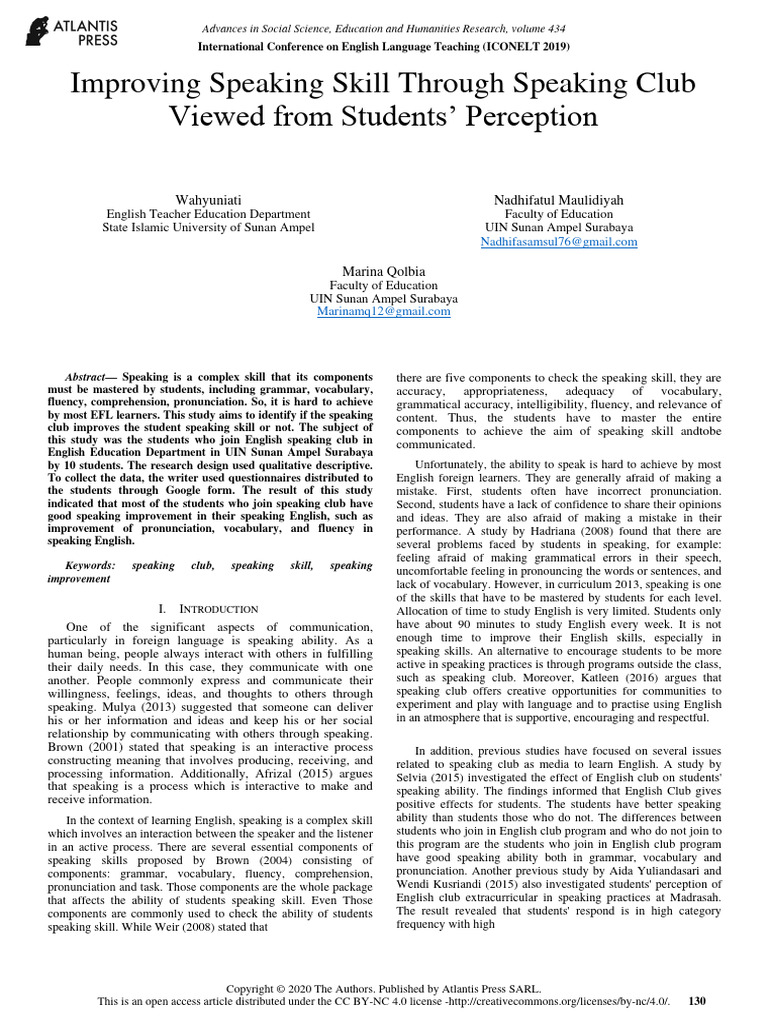 Improving Speaking Skill Through Speaking Club Vie | PDF | Fluency | Speech