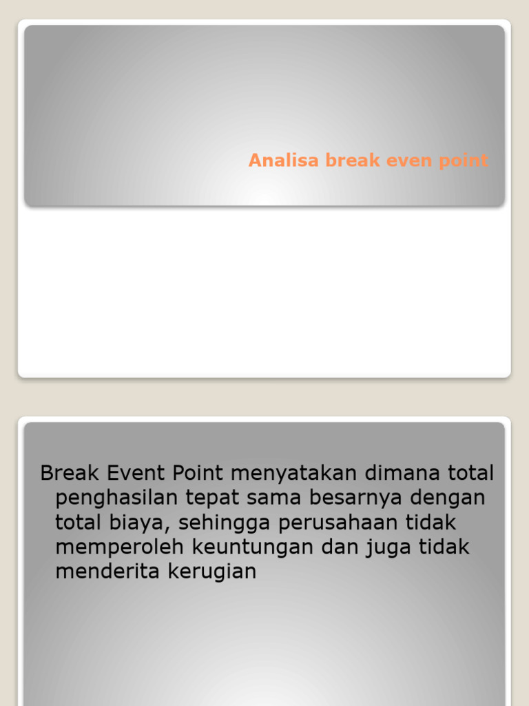 8.analisa Break Even Point | PDF | Bisnis | Pengelolaan Keuangan & Uang