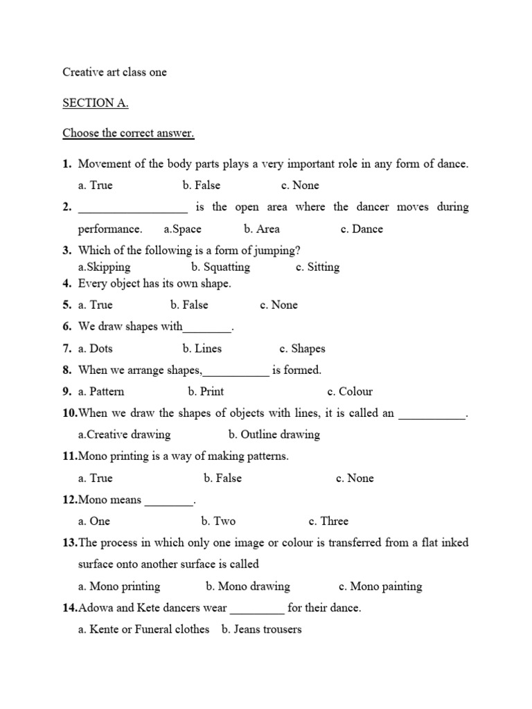 Creative Art Class 1 | PDF | Surgical Suture | Clothing