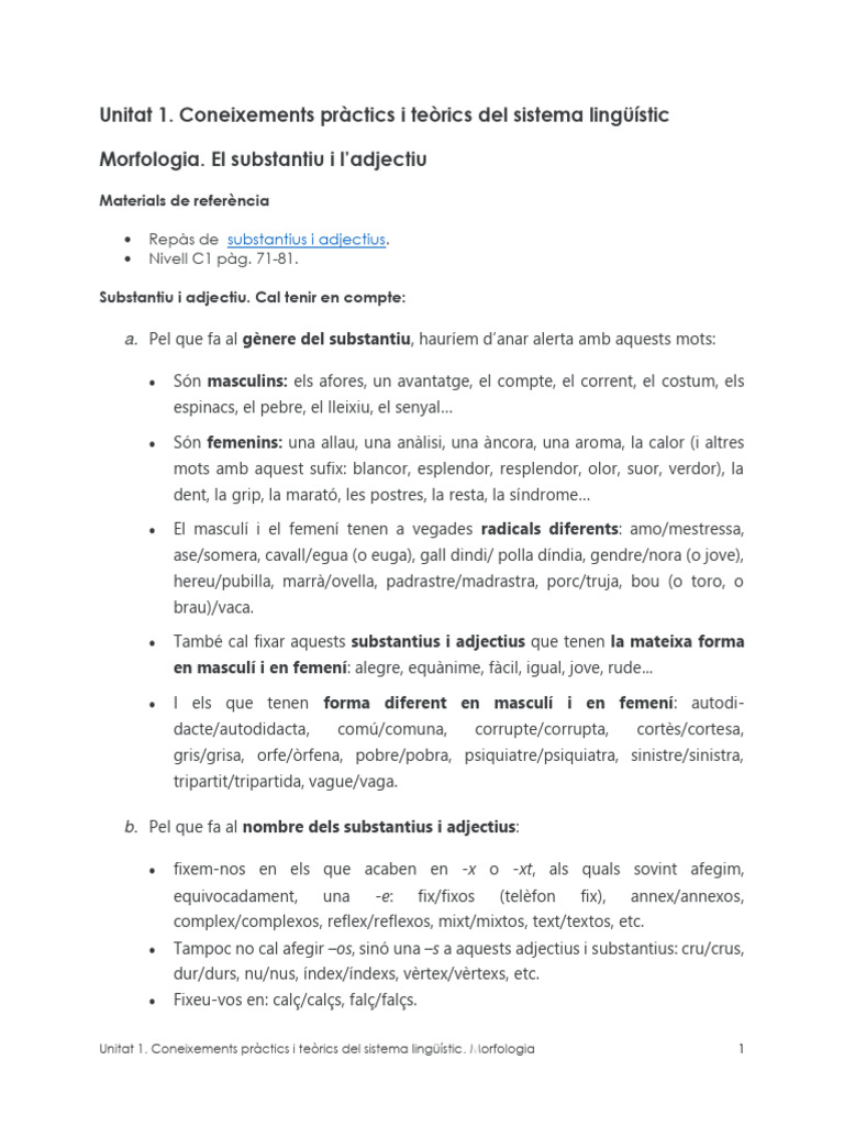 Morfologia U1 - Materials Referència | PDF