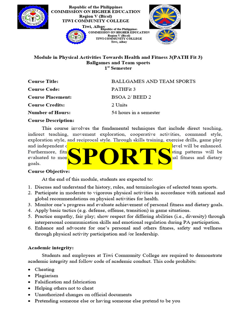 PATHFit 3: Ballgames & Team Sports Module | PDF | Sports | Team Sports