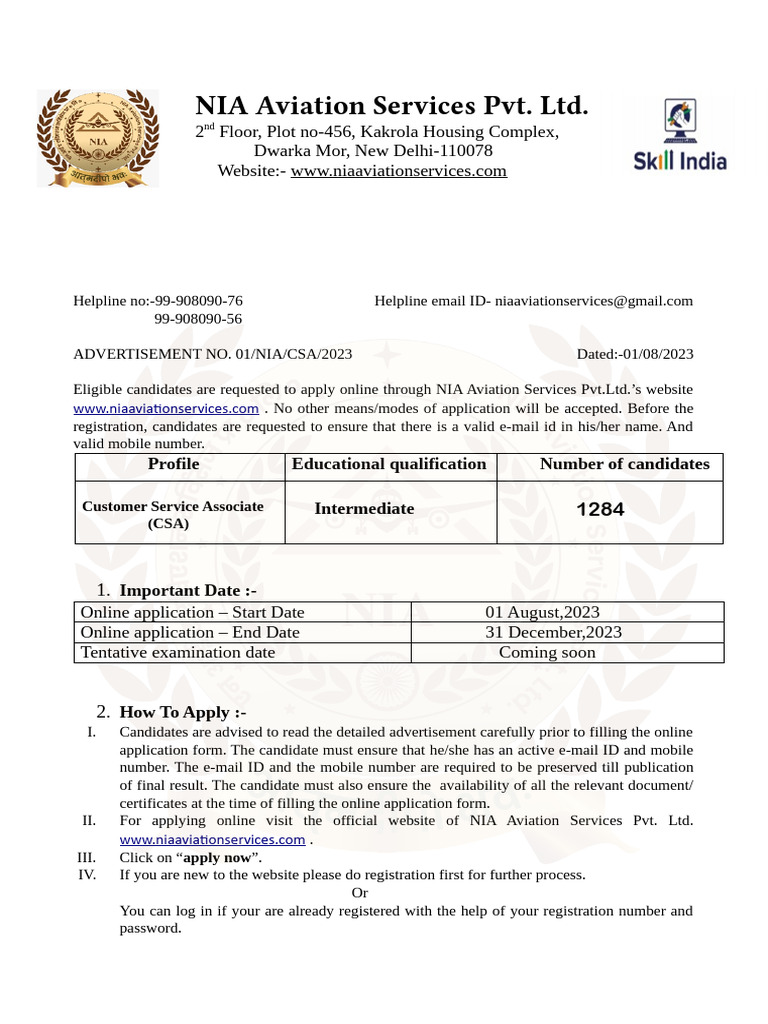 Nia Aviation Services English | PDF | Fee | Numbers