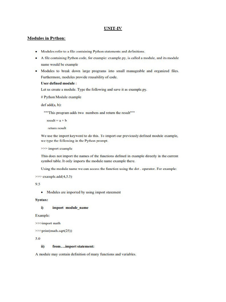 Unit Iv | PDF | Scope (Computer Science) | Namespace