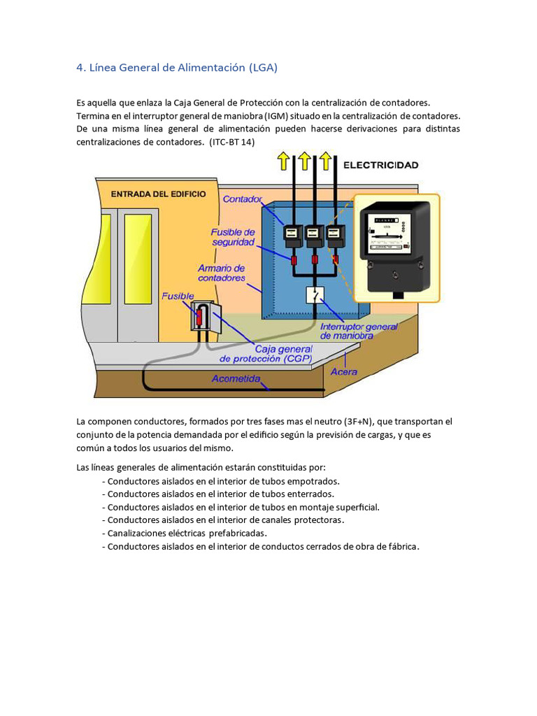 (LGA) Línea General de Alimentación | PDF | Conductor electrico ...