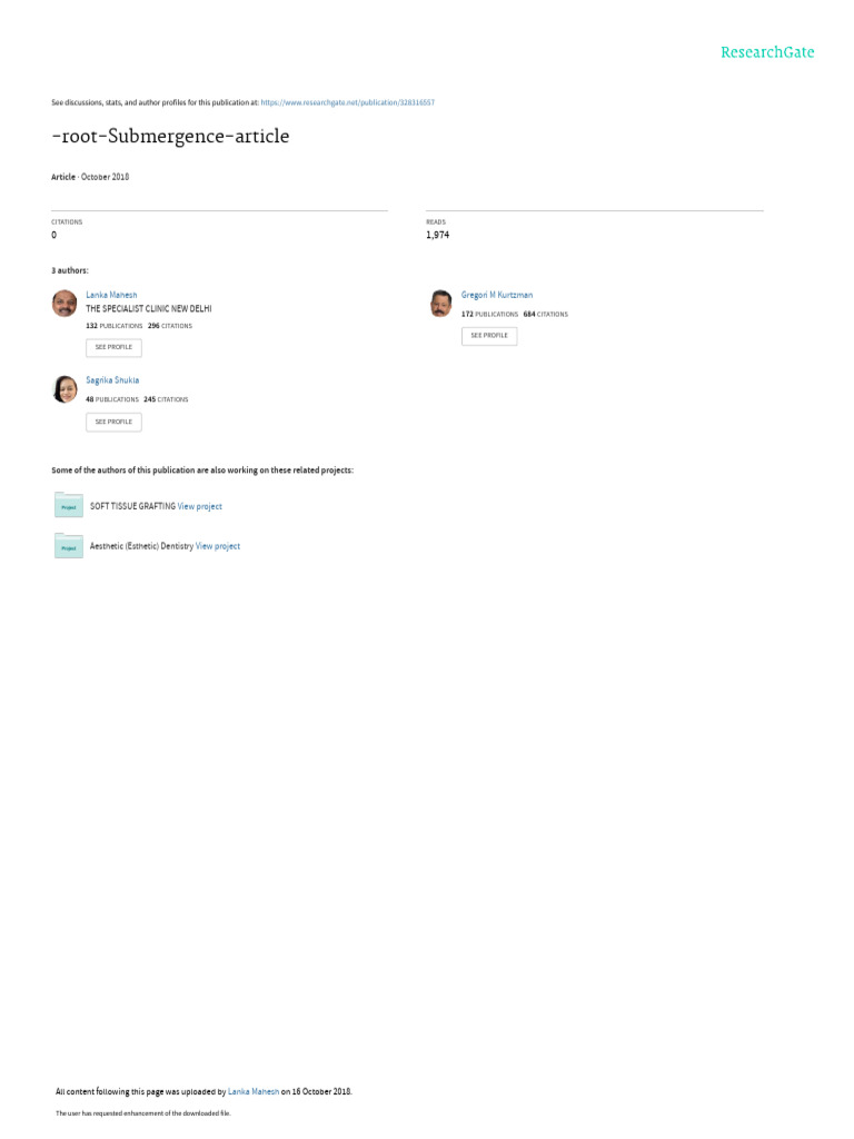 Root Submergence Article | PDF | Dental Implant | Clinical Medicine