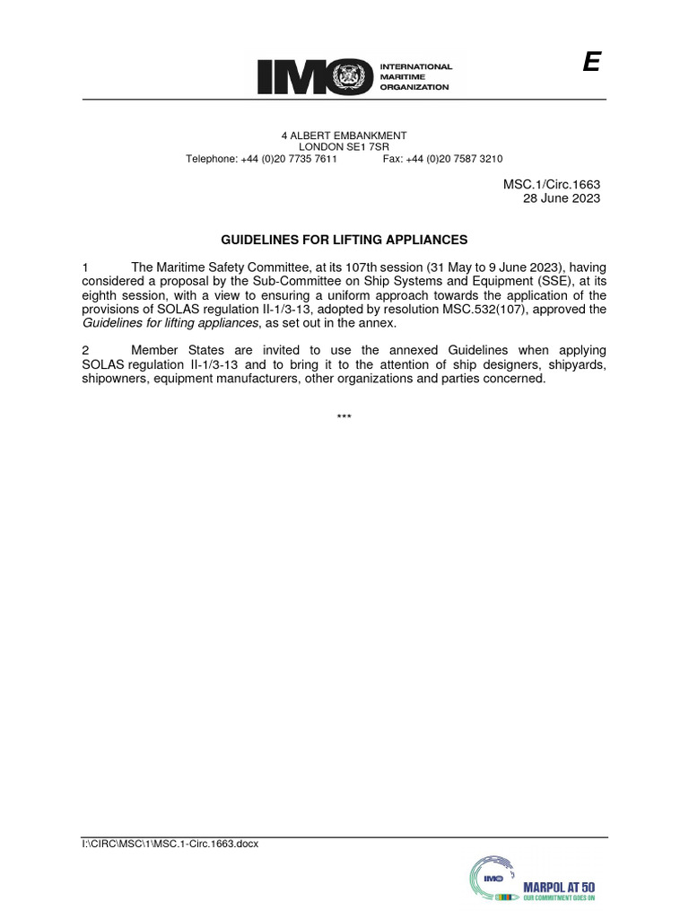 Imo Lifting Rules | PDF | Mechanical Engineering