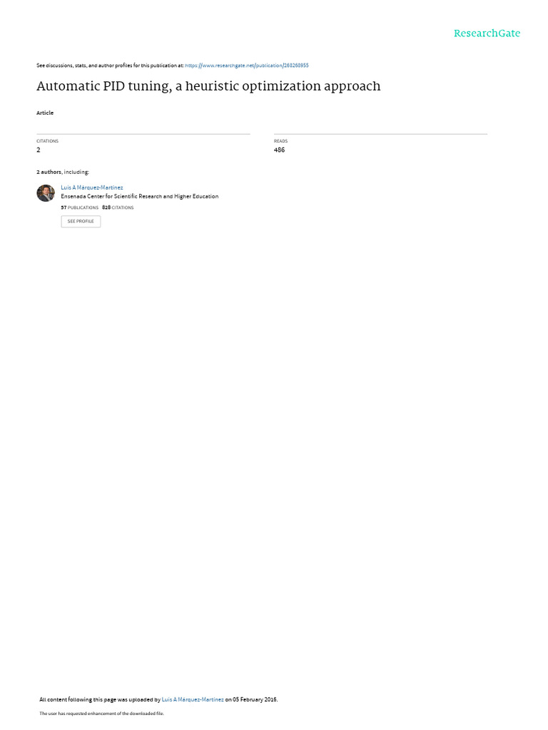 Automatic PID Tuning A Heuristic Optimization Appr | PDF | Applied Mathematics | Computer Science