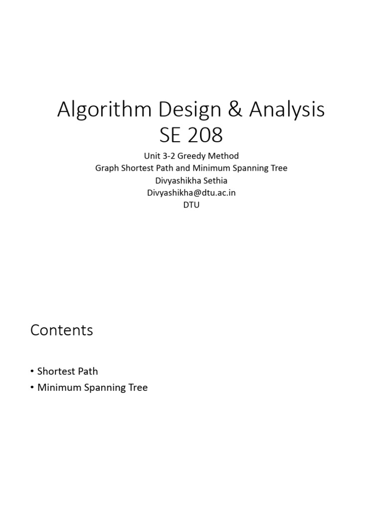 Unit3 2greedygraphs Pdf Algorithms And Data Structures Graph Theory 5651