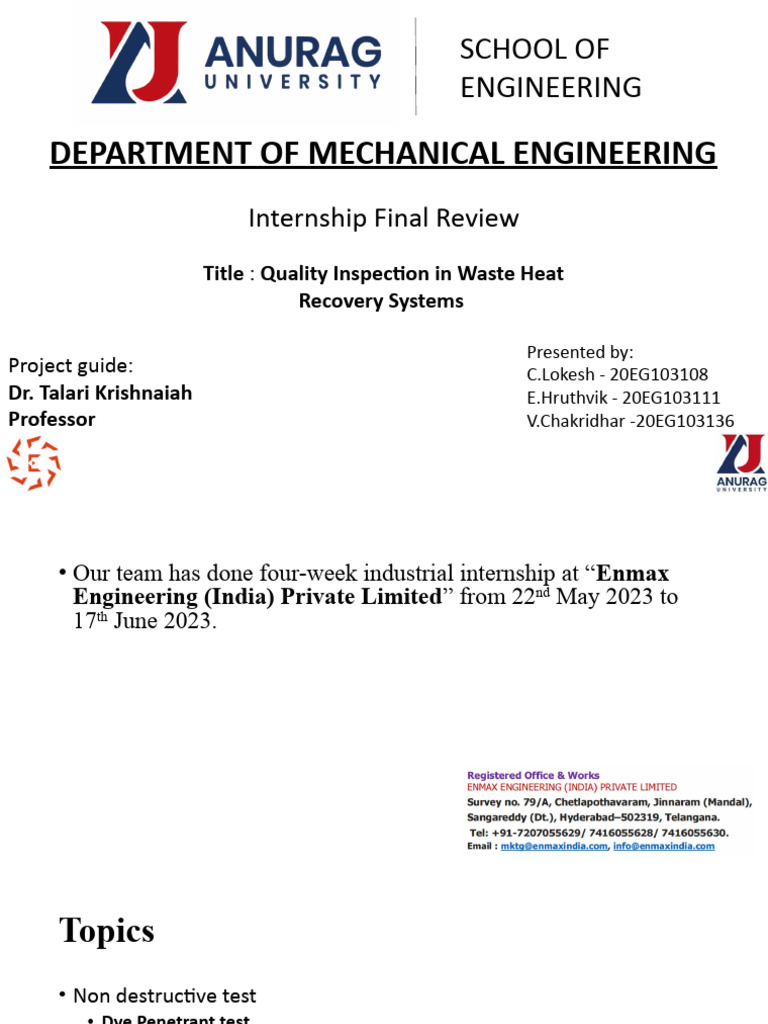 Internship Batch 1 Final Review Mech A | PDF | Welding | Construction