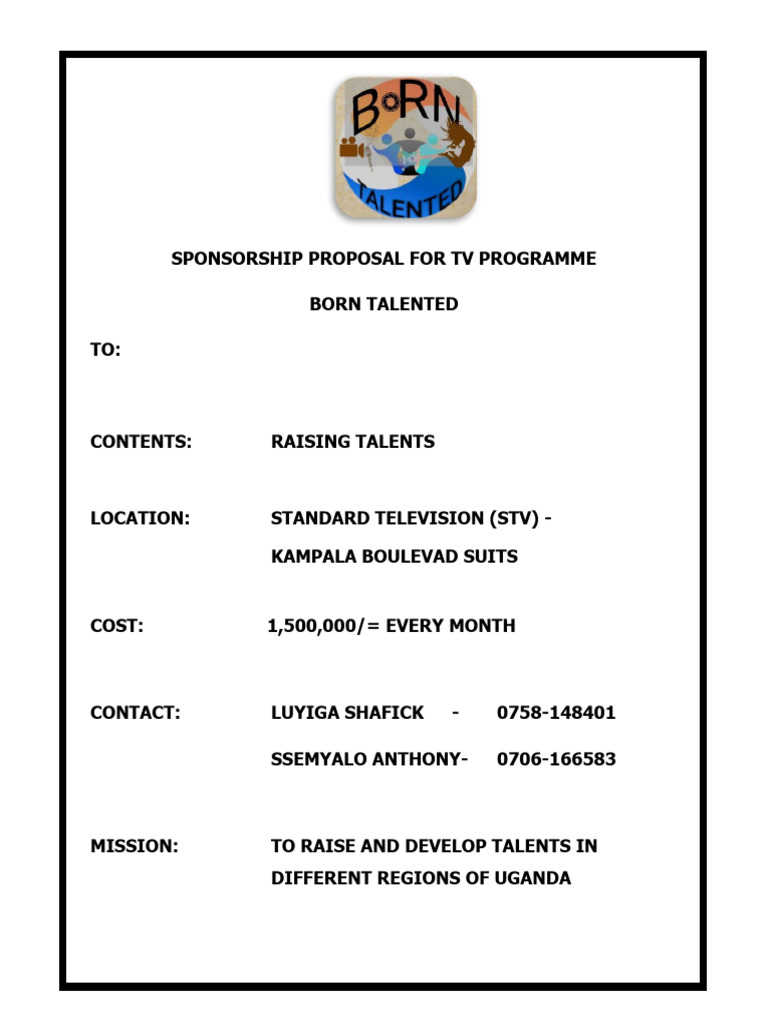 TV Programme Sponsorship Proposal | PDF | Entertainment | Marketing