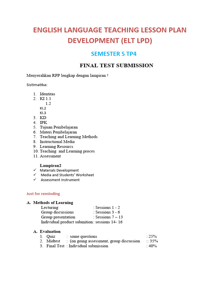 Keperluan Uas Elt LPD 2023 Tp4 | PDF | Second Language Acquisition | Cultural Assimilation