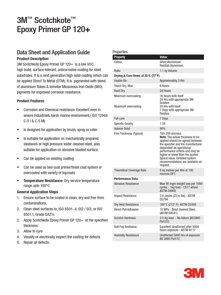 3M Scotchkote Epoxy Primer GP 120+ | PDF | Epoxy | Corrosion
