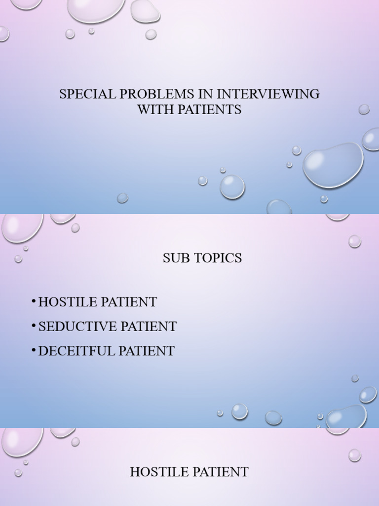 Special Problems in Interviewing With Patients | PDF | Health Care | Patient