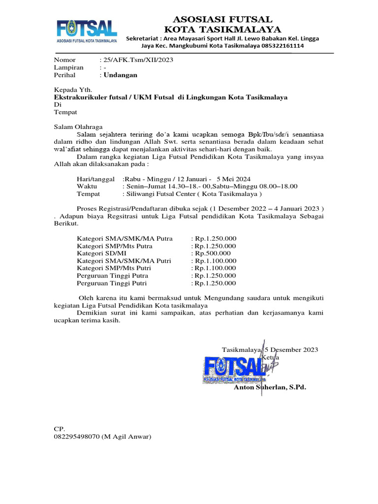 Surat Undangan LFP 2024 | PDF | Olahraga & Rekreasi