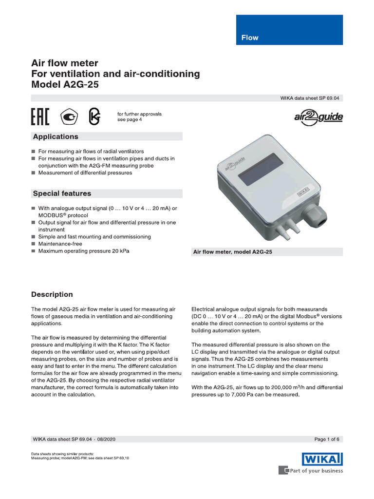 Air Flow Meter A2G-FM | PDF