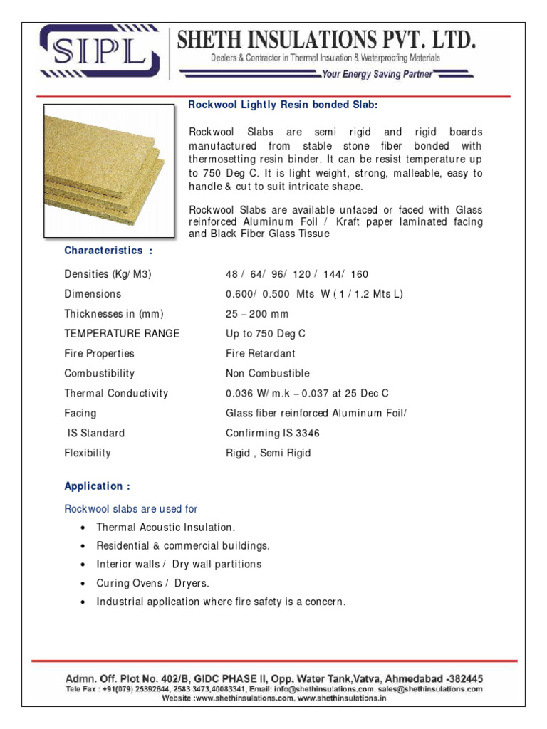 Rockwool Slabs for Insulation Experts | PDF | Glasses | Fibers