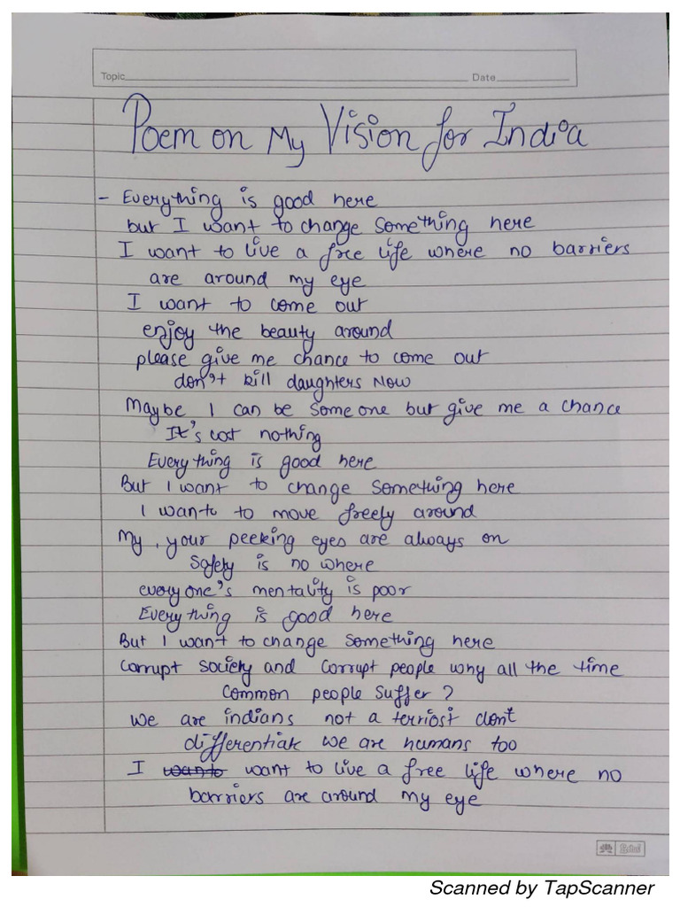Poem On My Vision For India | PDF