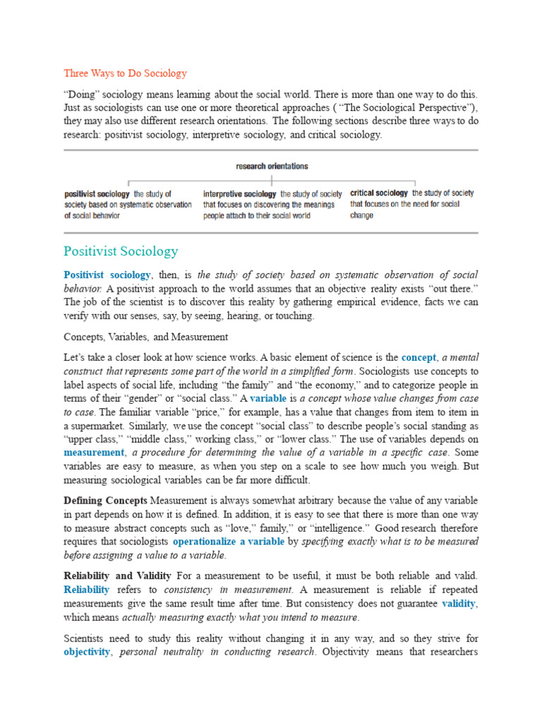 Three Ways To Do Sociology | PDF | Sociology | Positivism