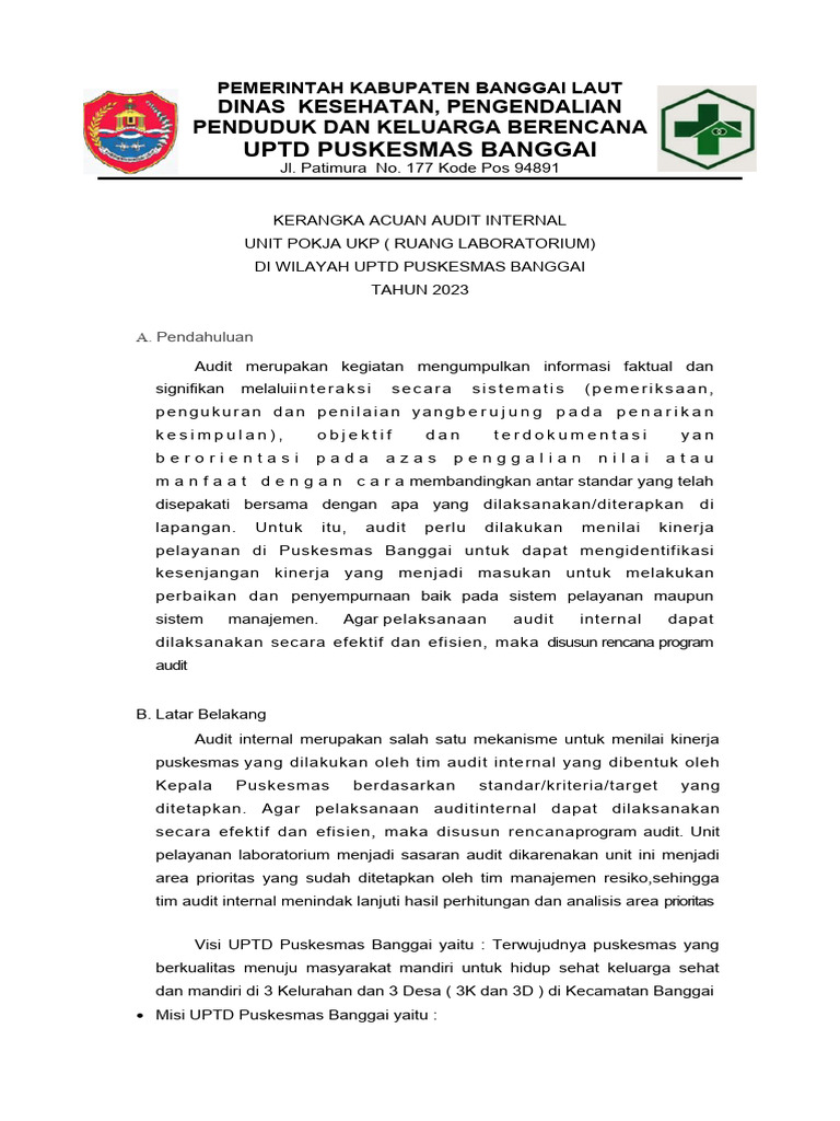 Kak Audit Internal Ukp | PDF