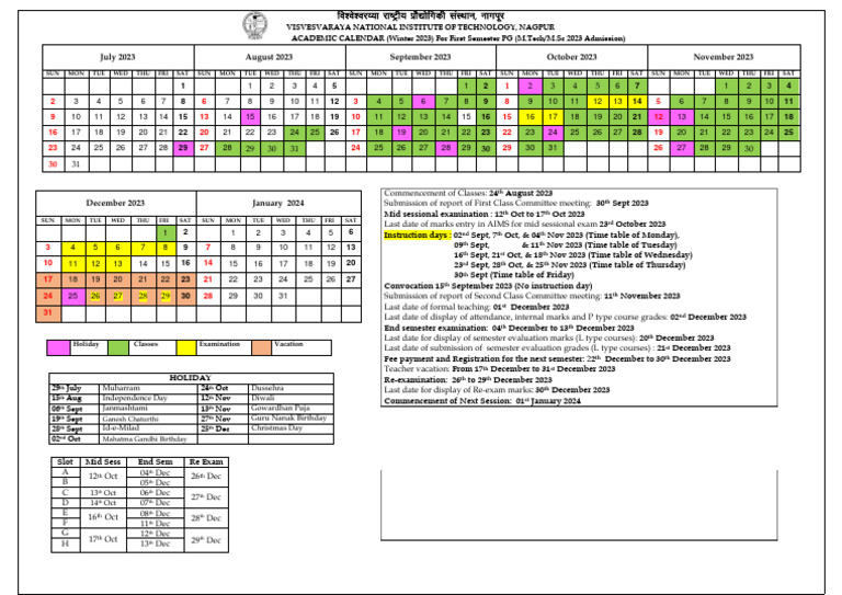 VNIT Winter 2023 PG Academic Calendar | PDF | Academic Term ...