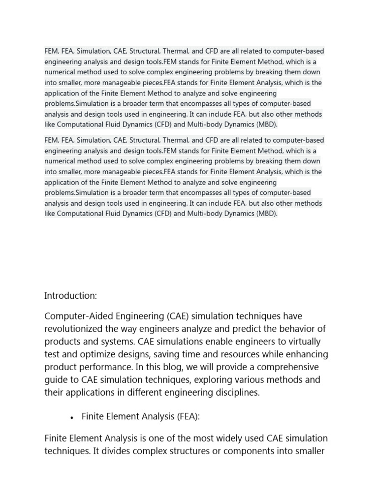 Fea Data | PDF | Finite Element Method | Simulation