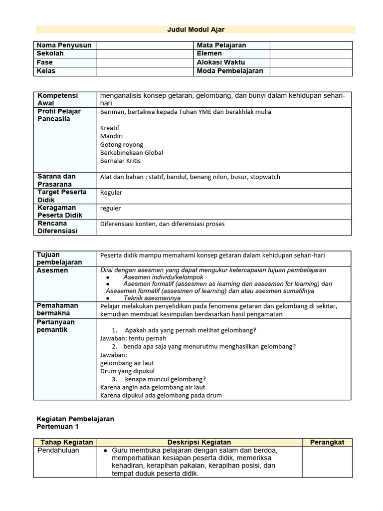 Modul Ajar Getaran | PDF