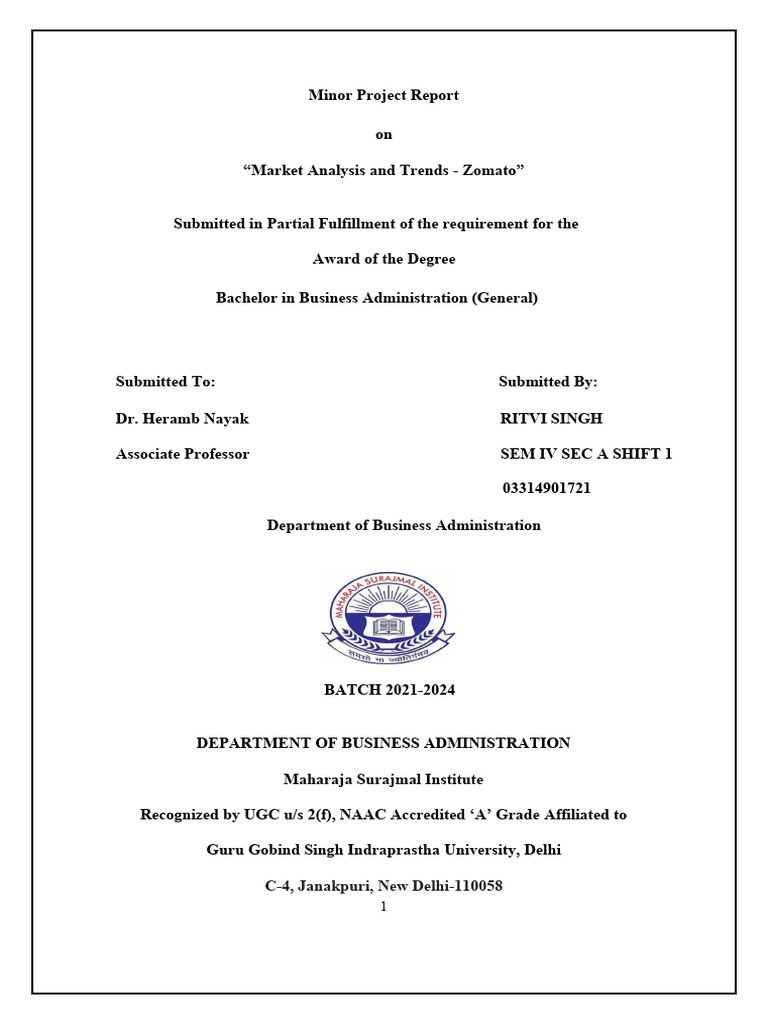 Minor Project Report ZOMATO FINAL | PDF | Search Engine Optimization | Point Of Sale